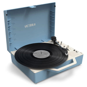 Victrola ReSpin Sustainable Bluetooth Suitcase Record Player Light Blu